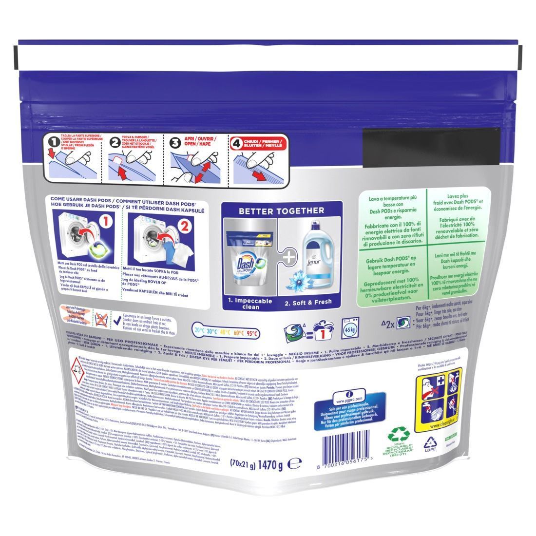 Reginato Fratelli store. DASH LAVATRICE ECODOSI PODS PROFESSIONAL 70 PZ