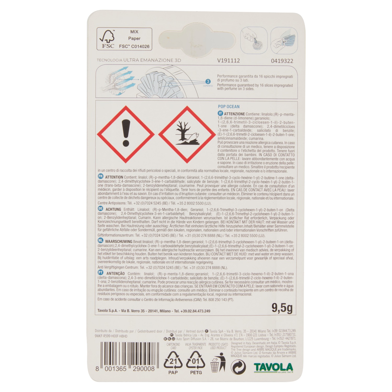 Reginato Fratelli store. ARBRE MAGIQUE DEOD. AUTO POP MONO OCEAN