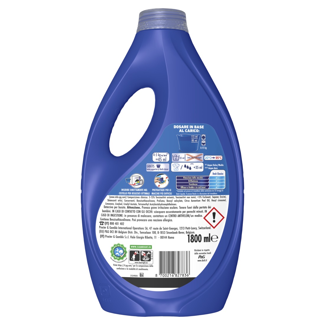 Reginato Fratelli store. Dash detersivo liquido lavatrice regular classico 45 lavaggi 1.800 ml